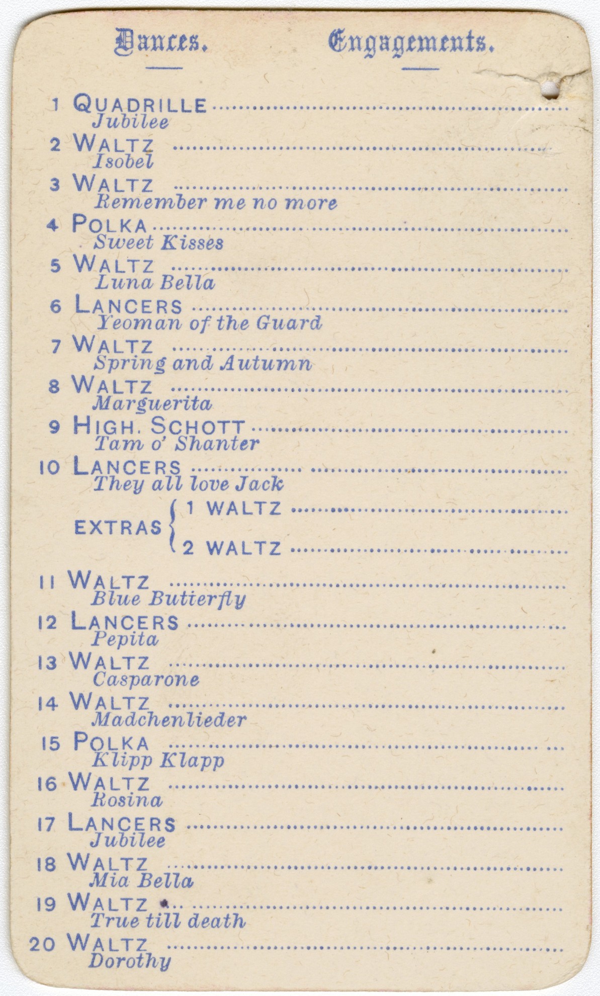 Dance card, Lord Mayor's Ball - City Collection