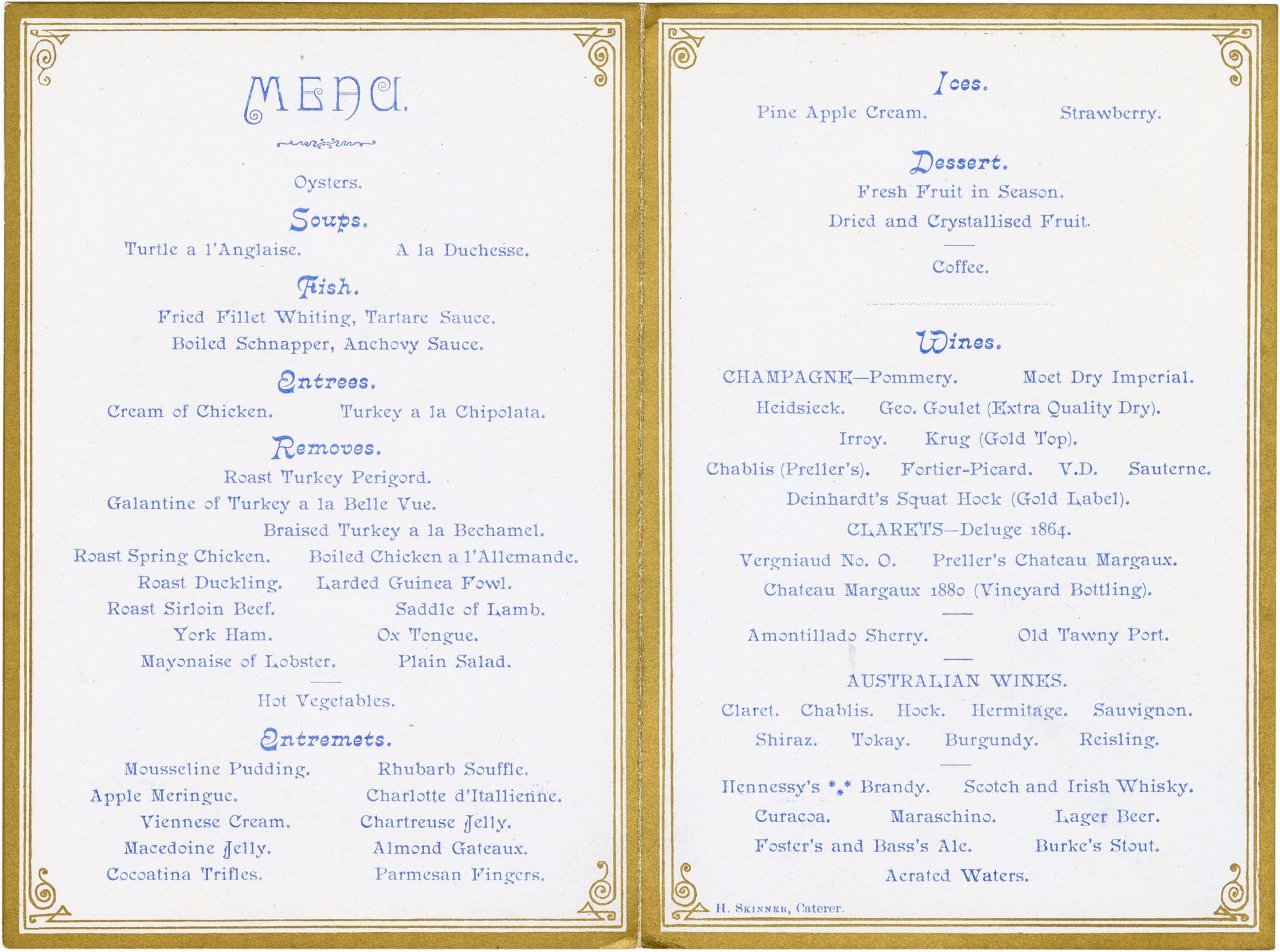 Menu for the inaugural dinner for Lord Mayor Arthur Snowden - City ...