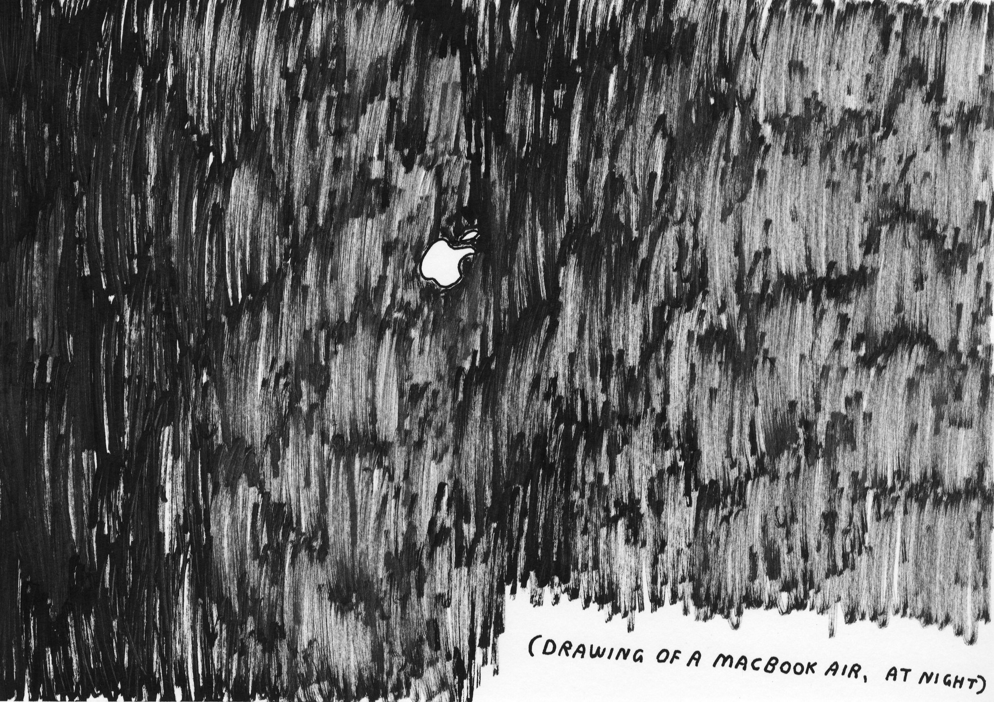 Drawing of a MacBook Air - At Night - City Collection
