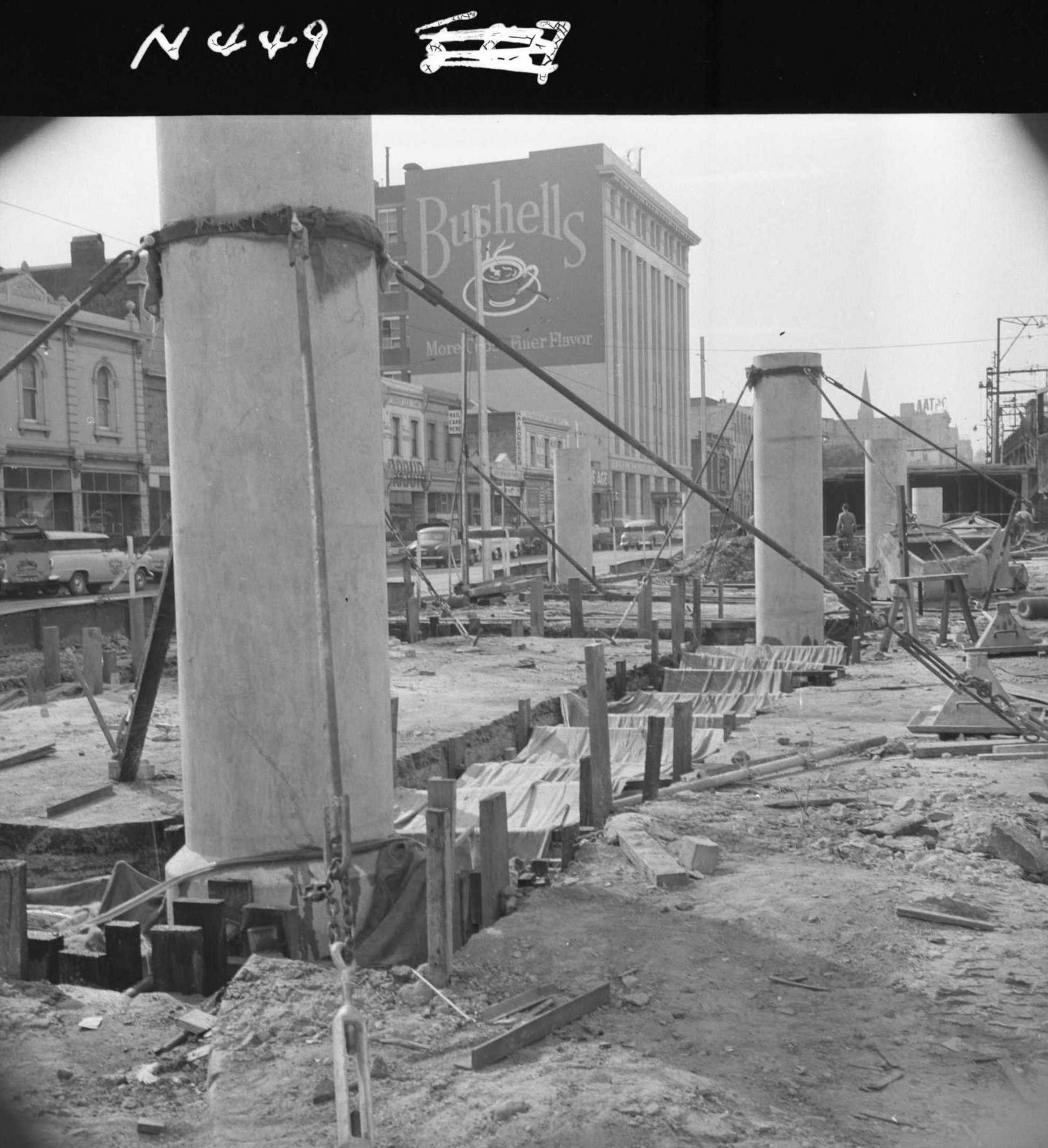 N449 Image showing supporting piers for the Flinders Street overpass ...