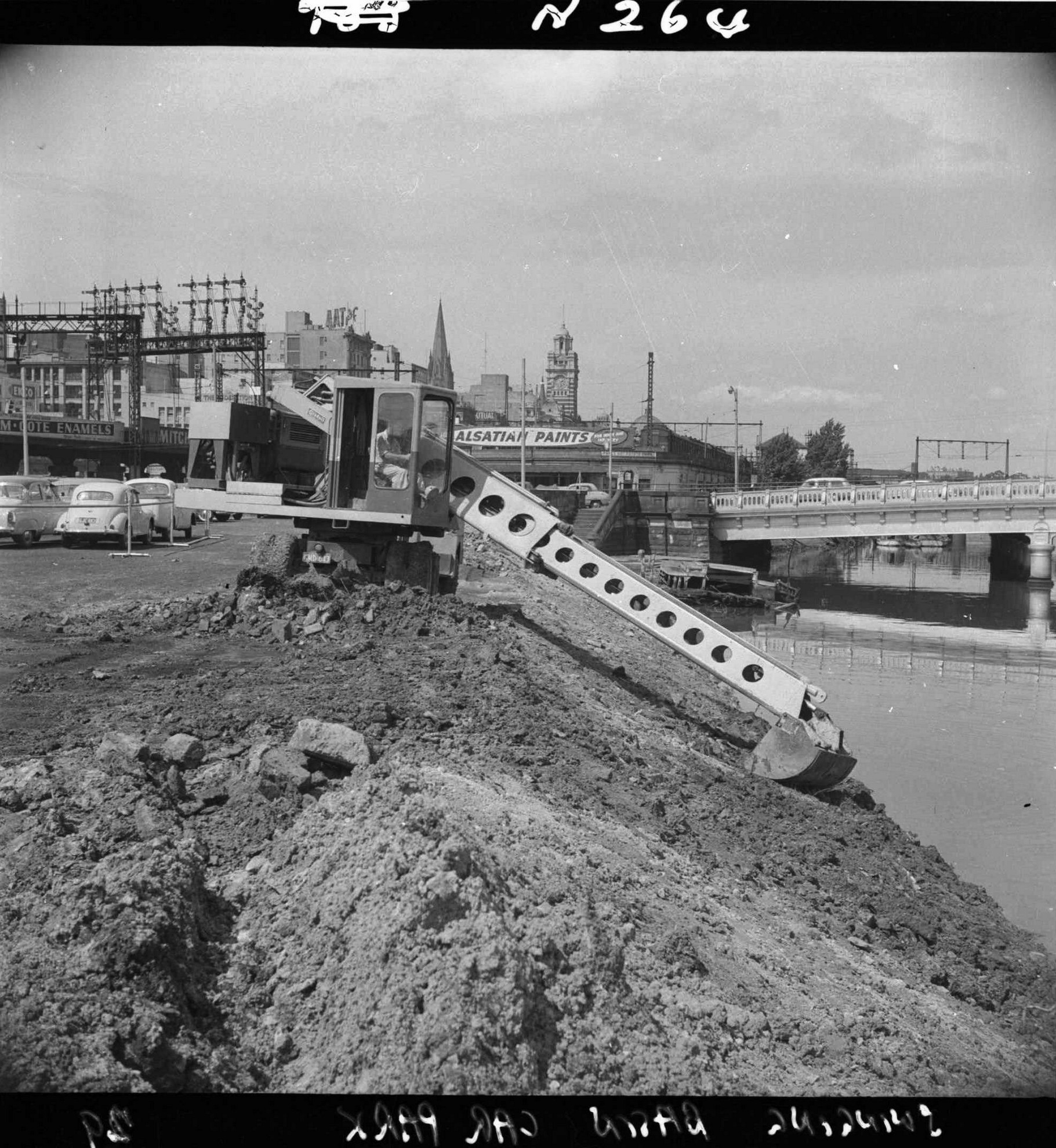 N264 Image showing battering of the river bank during construction of ...