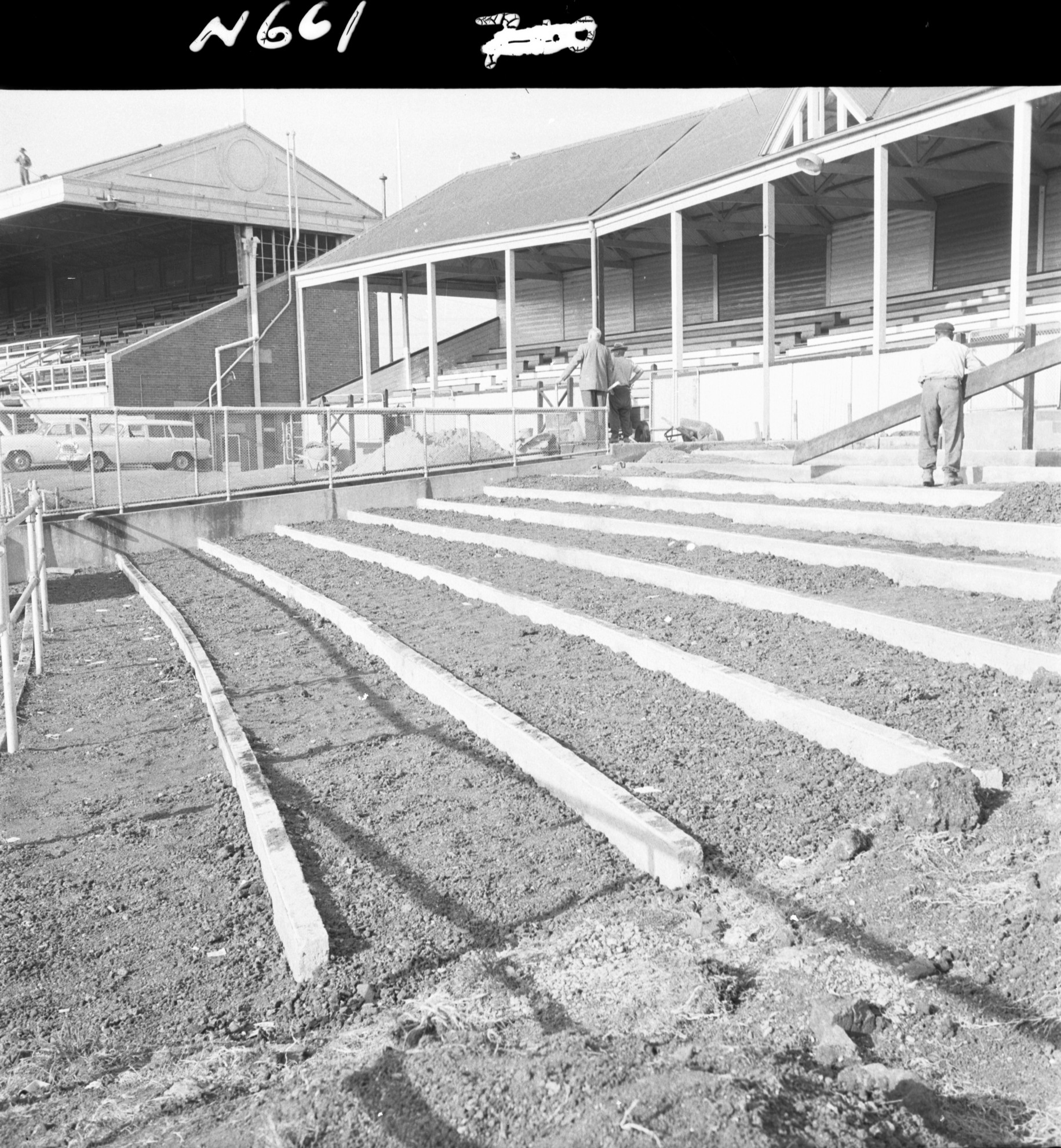 N661 Image showing construction of new terracing at North Melbourne ...