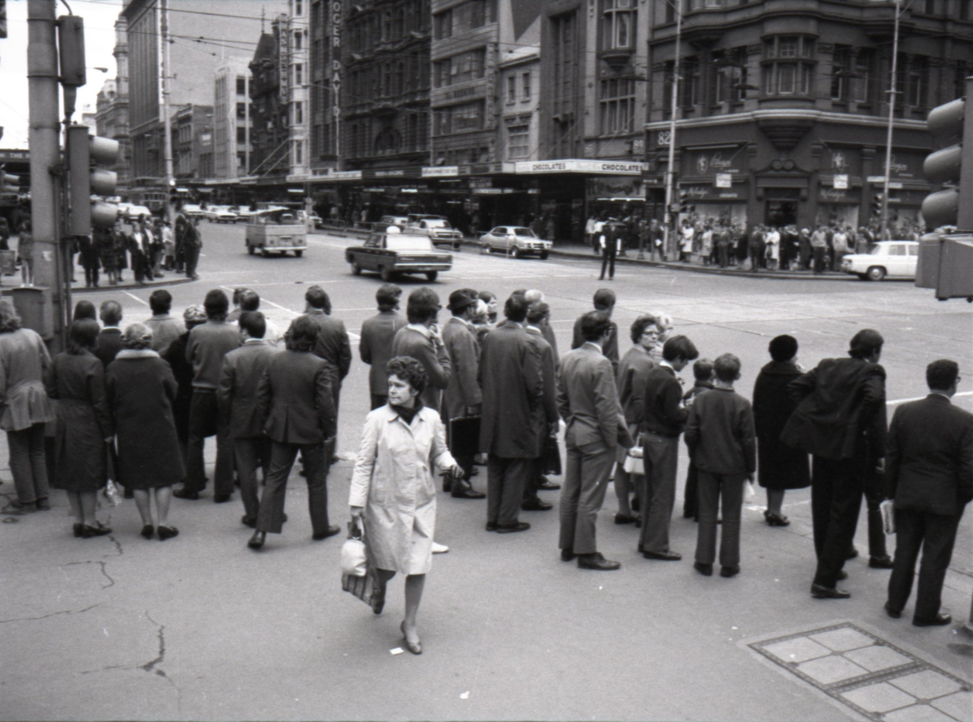 35B-14r Image of pedestrians crossing at Elizabeth Street and Collins ...