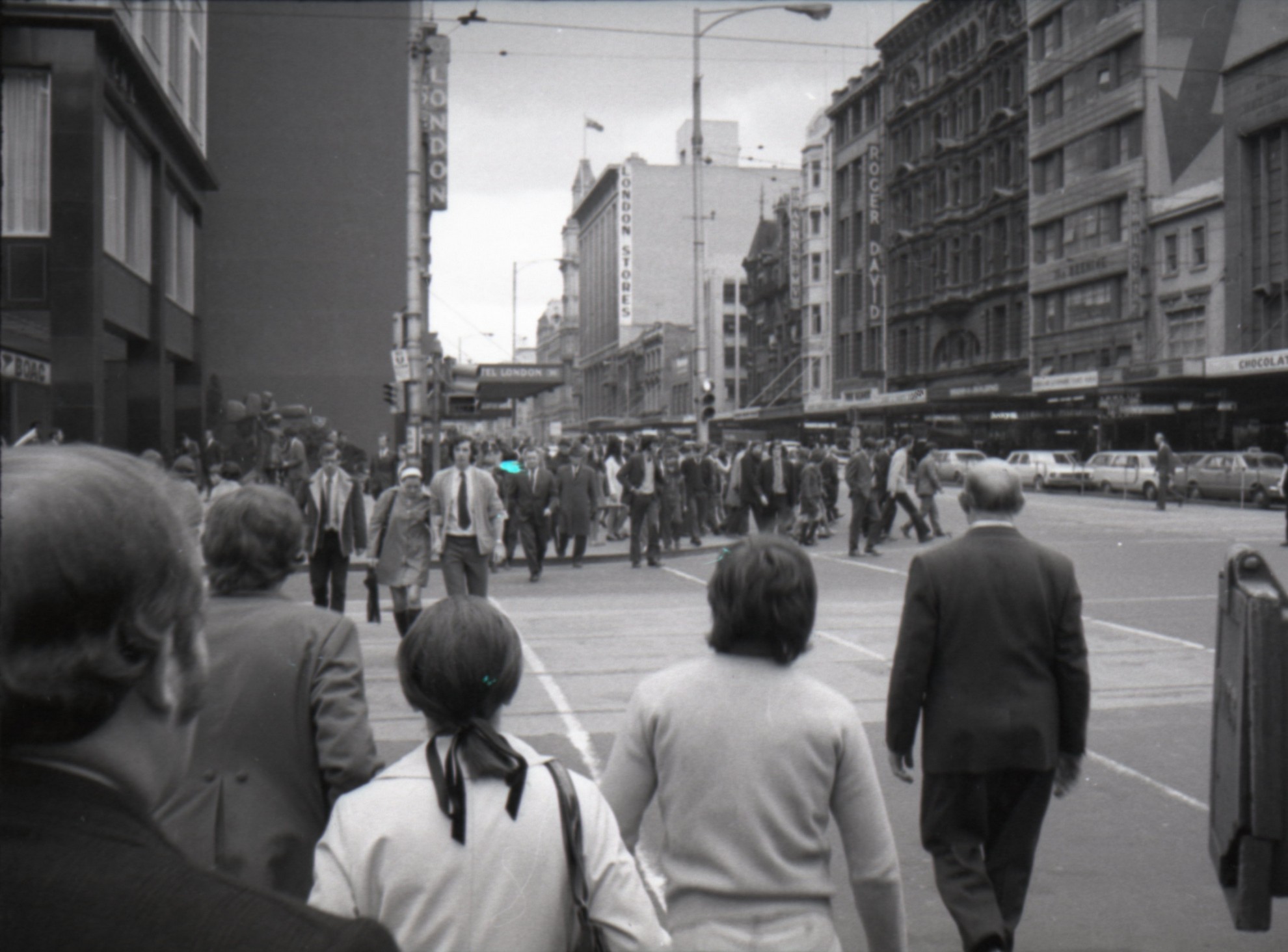 35B-14w Image of pedestrians crossing at Elizabeth Street and Collins ...