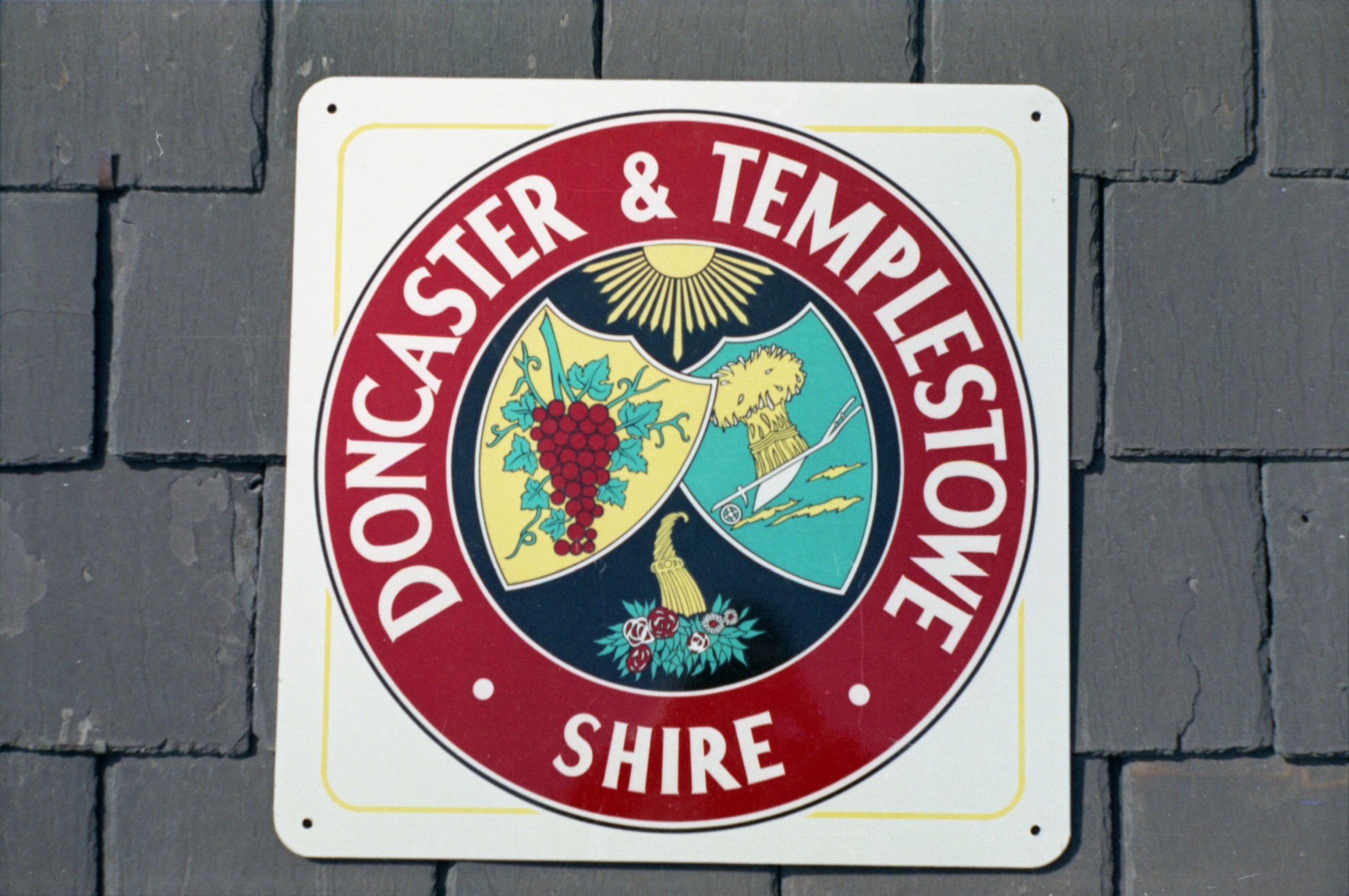 35B-32b Image of a sign with the Doncaster & Templestowe Shire emblem ...