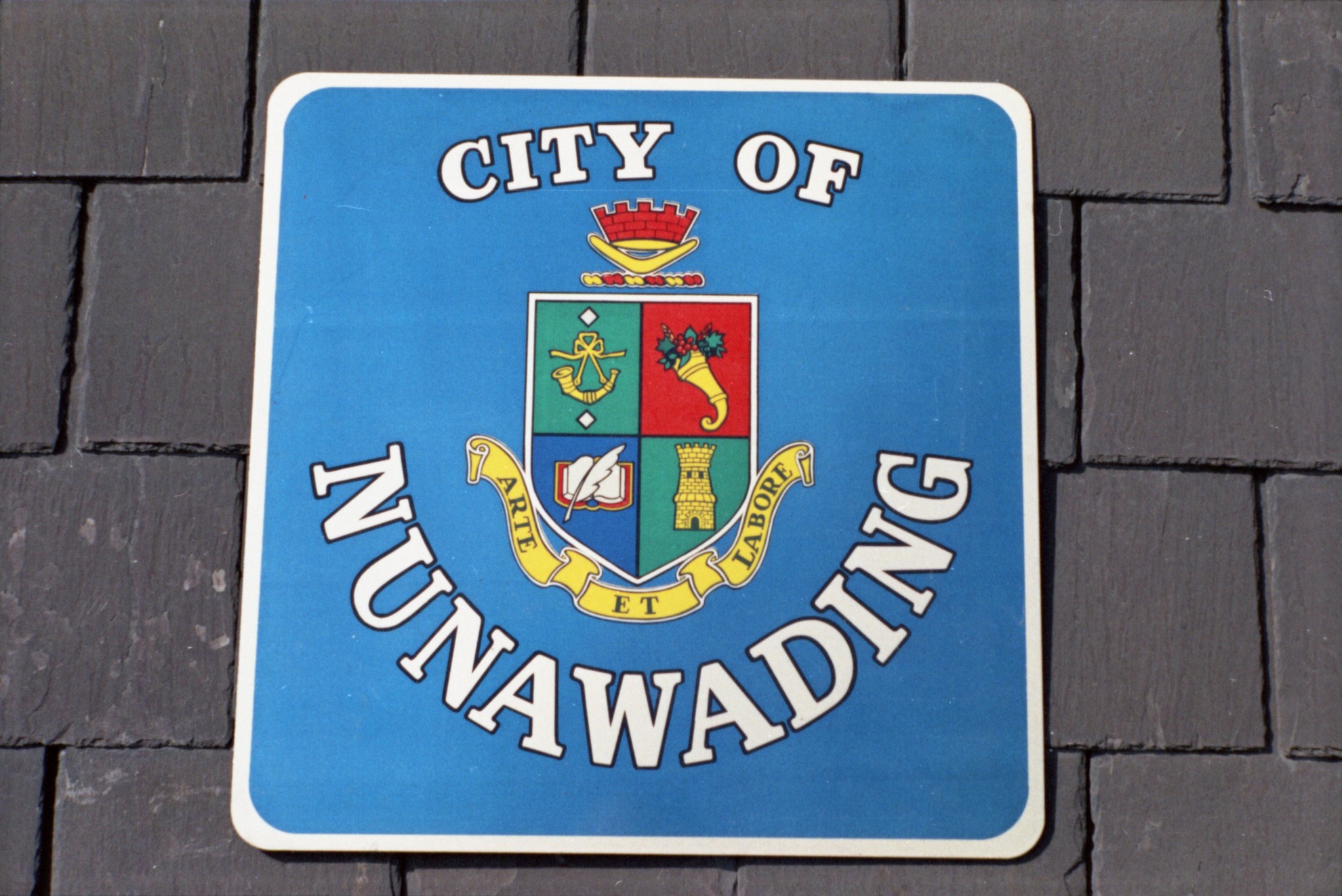 35B-32c Image of a sign with the City of Nunawading emblem - City ...