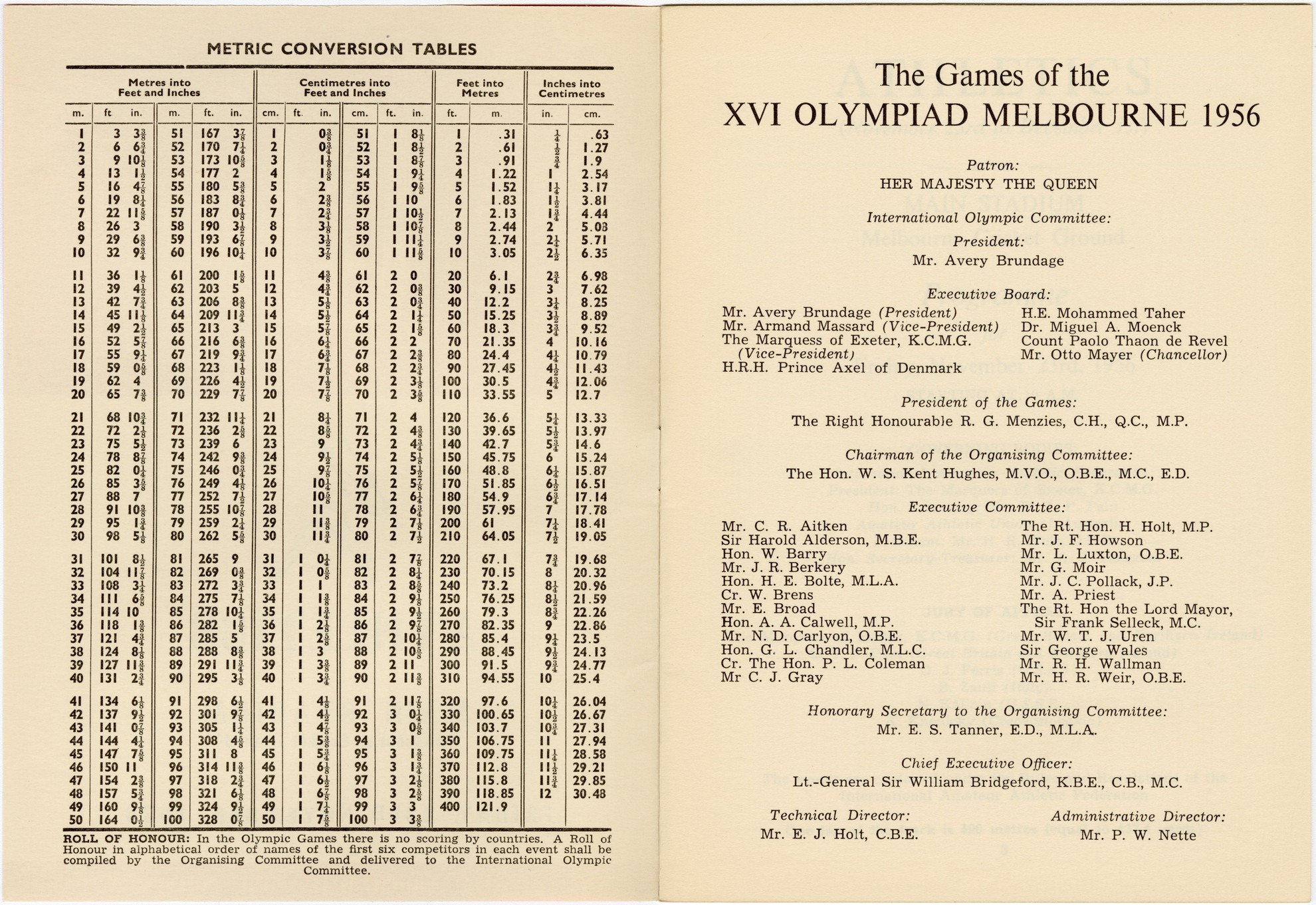 Athletics programme from the 1956 Olympic Games - City Collection