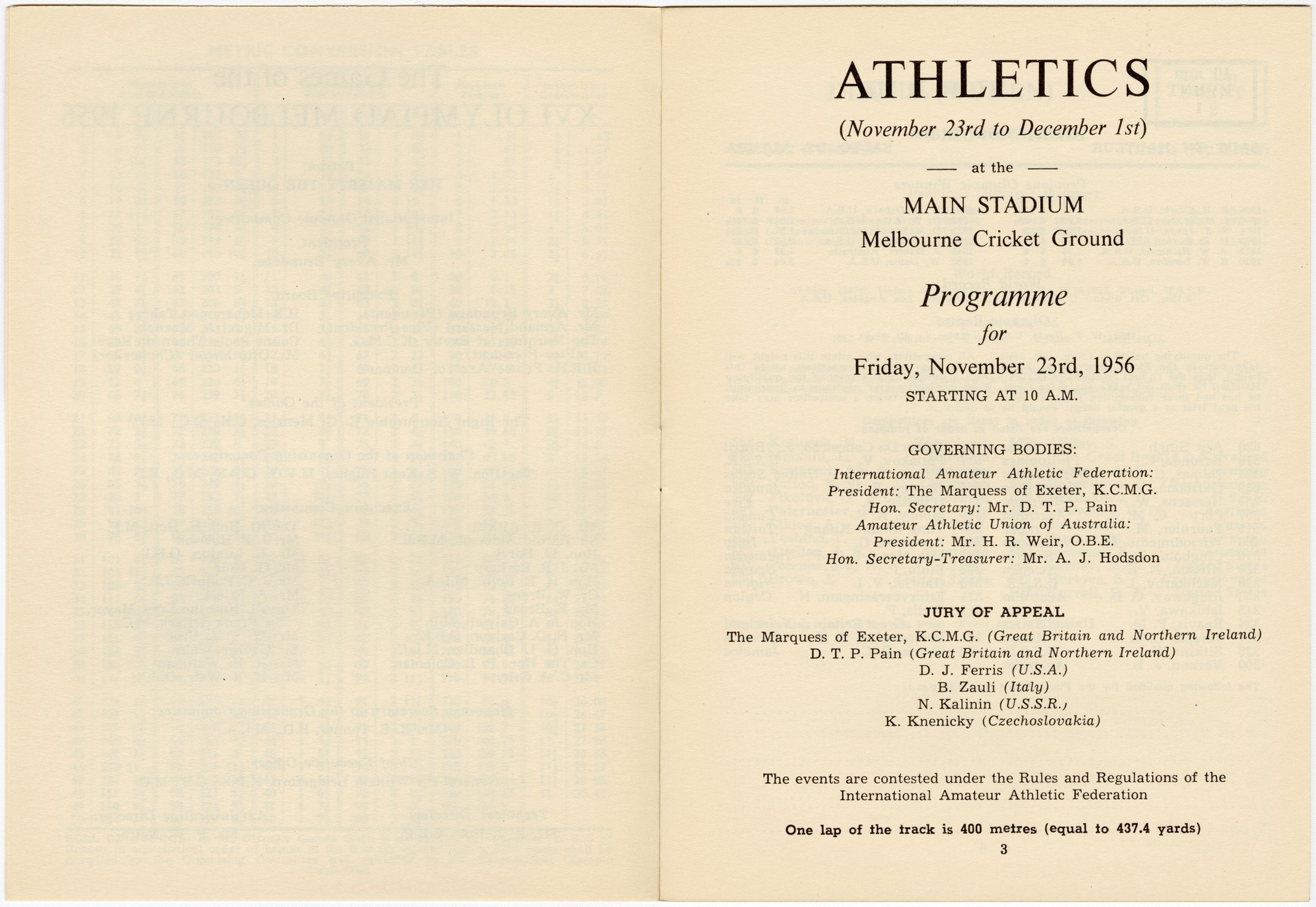 Athletics programme from the 1956 Olympic Games - City Collection