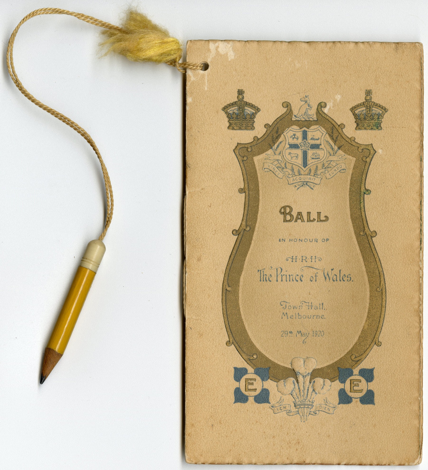 Dance card for a ball held for the Prince of Wales - City Collection