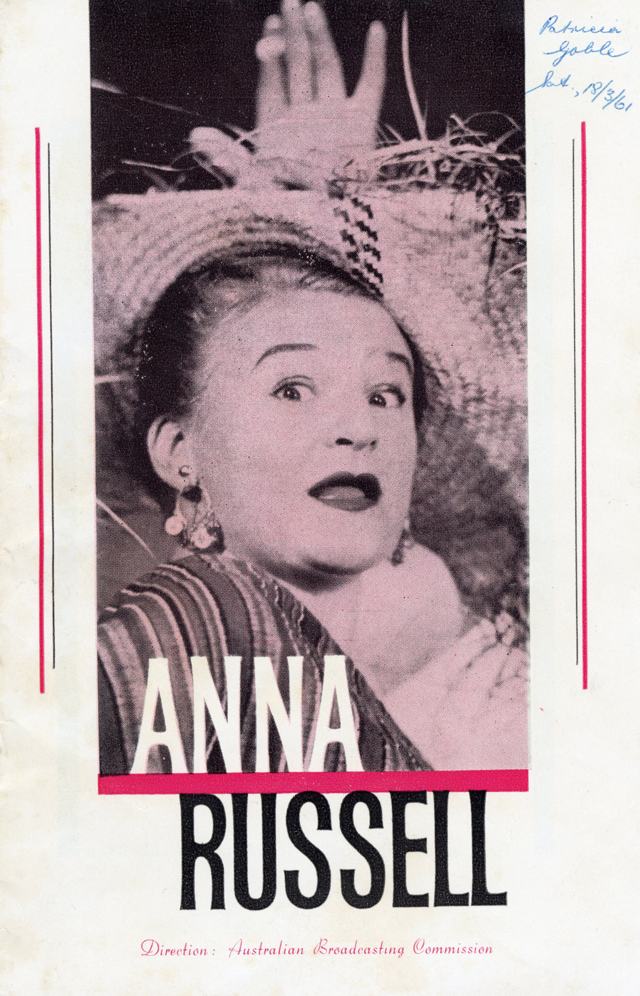 Programme, Anna Russell performance - City Collection