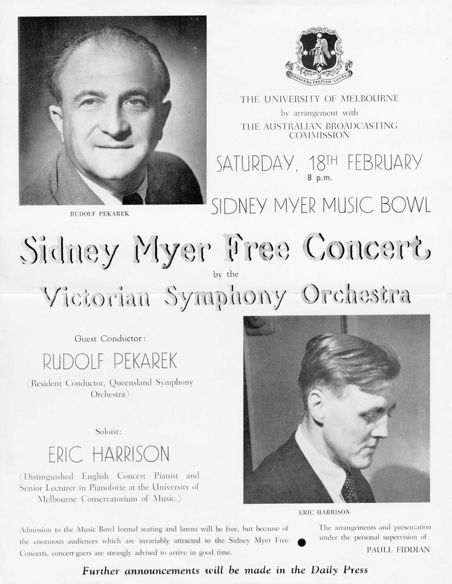 Flyer, Sidney Myer free concert - City Collection