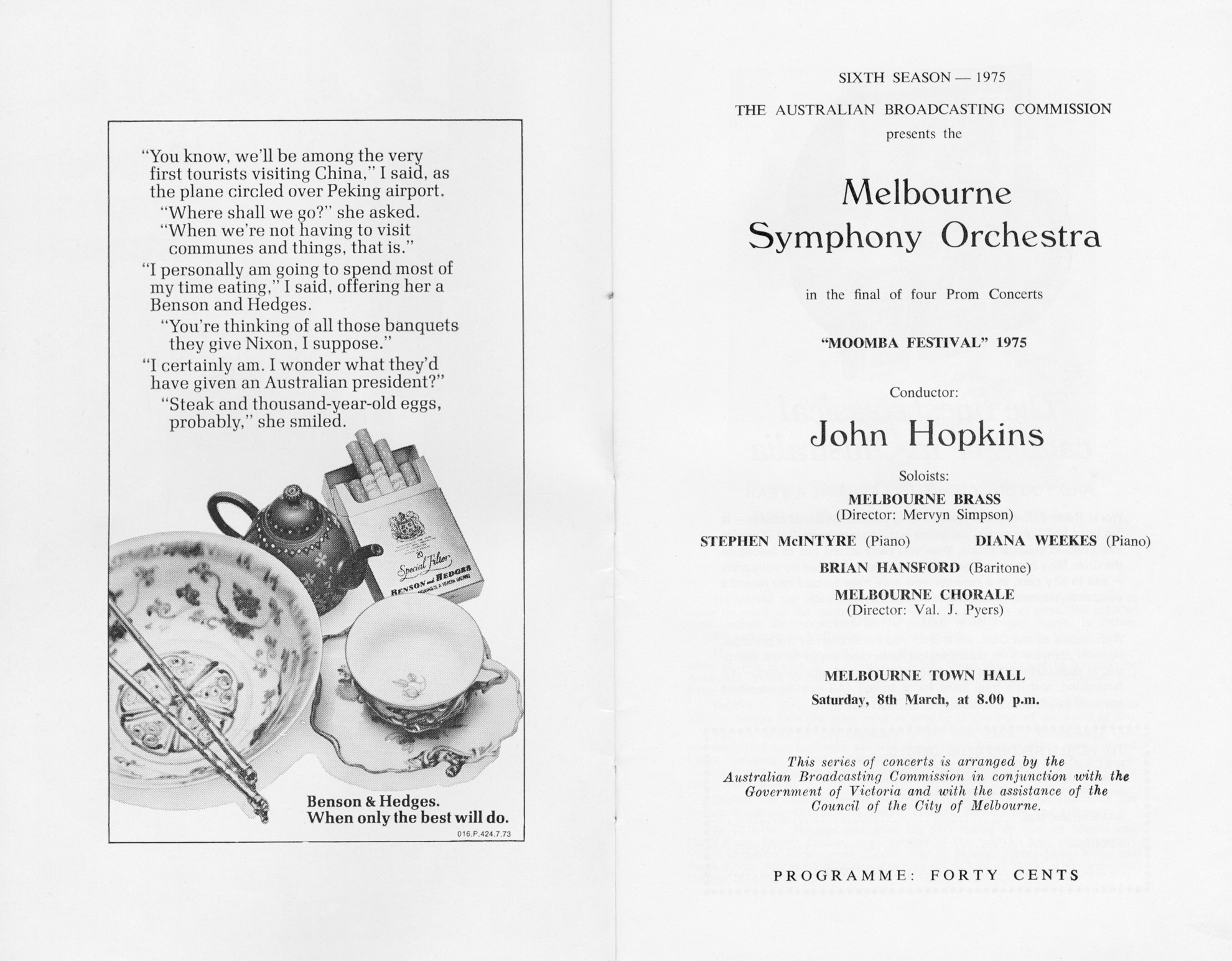 Programme, MSO Prom concert - City Collection