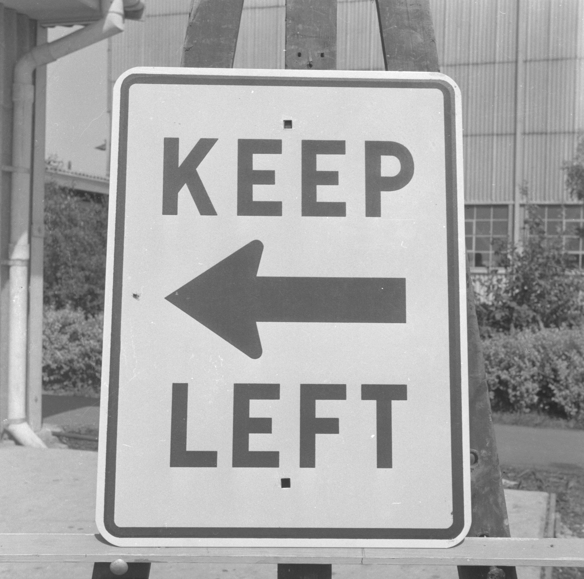 Unmarked Book Negative A83 - Keep Left sign - City Collection