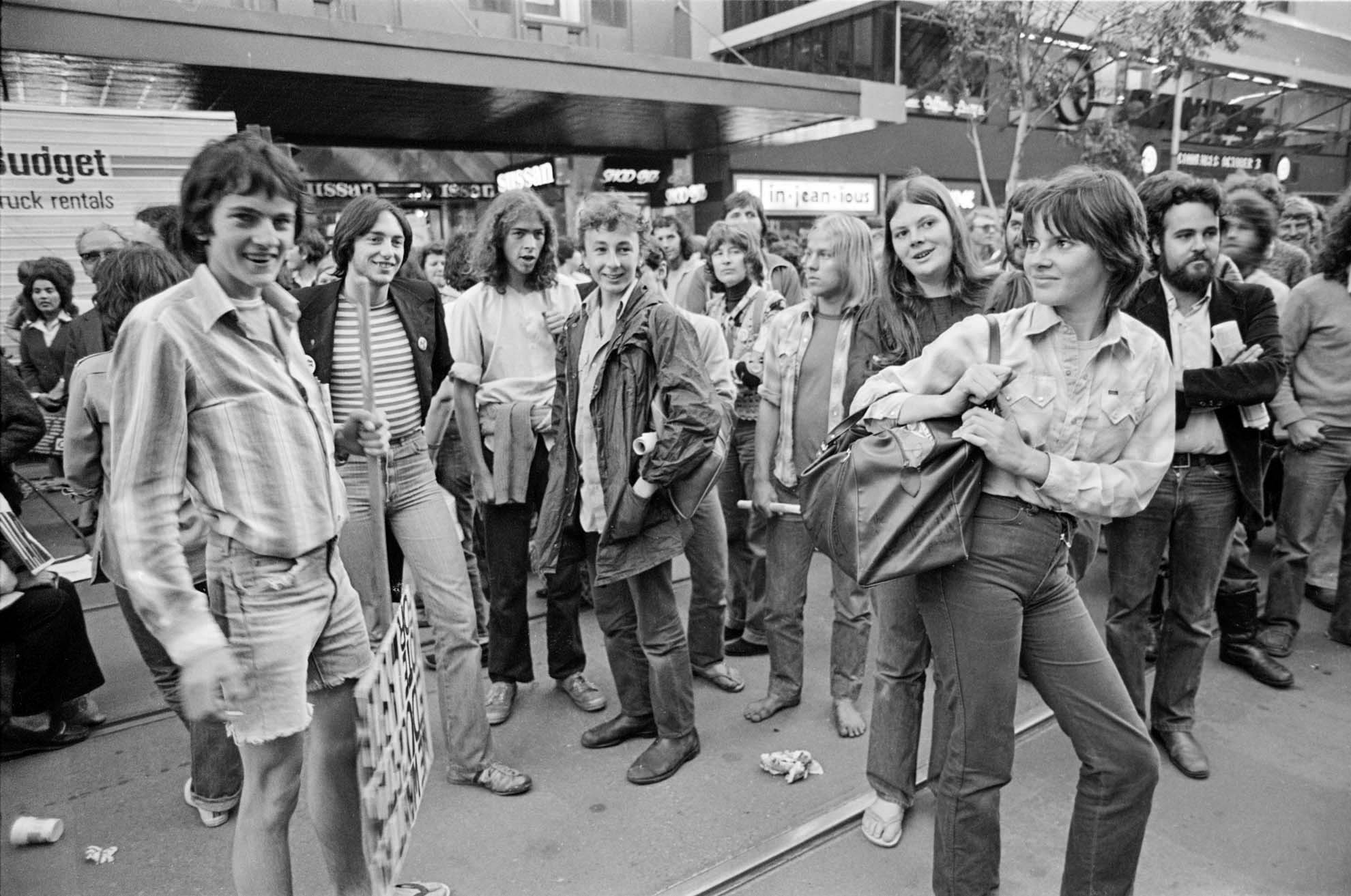 Youths wait to protest against Malcolm Fraser, Bourke Street - City ...