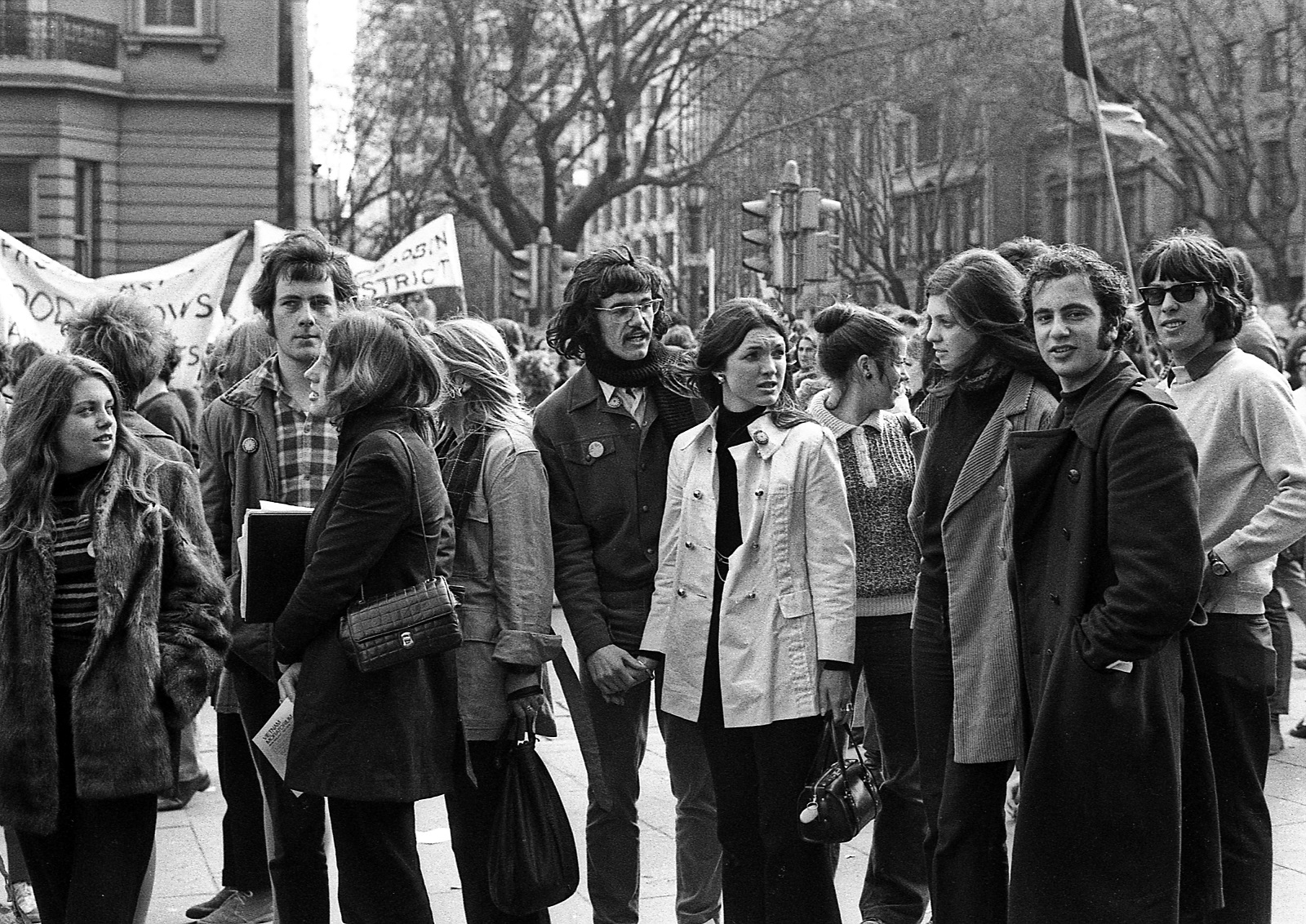 Monash University students, corner of Collins and Spring Streets ...